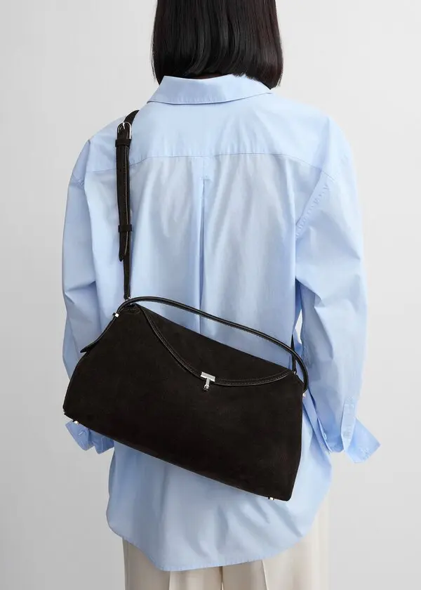 TOTEME T-lock Suede Top Handle Bag - Brown
