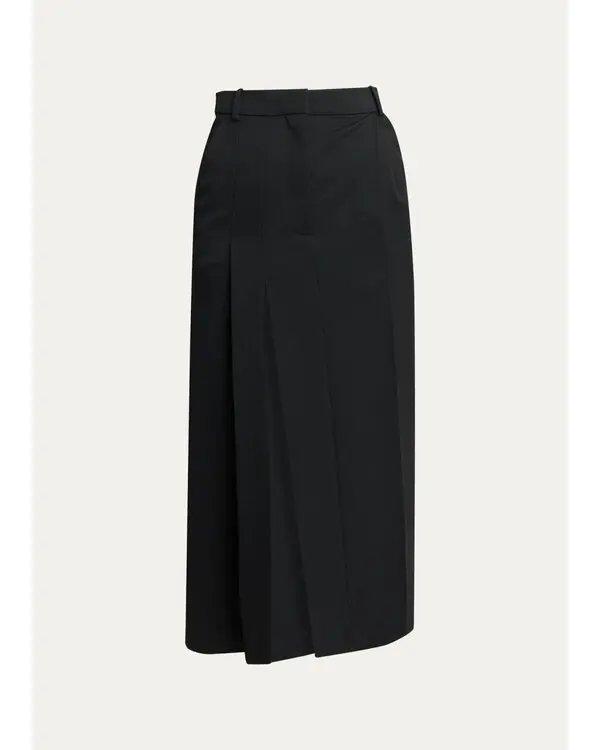 Givenchy Pleated Wool Midi Skirt - Black