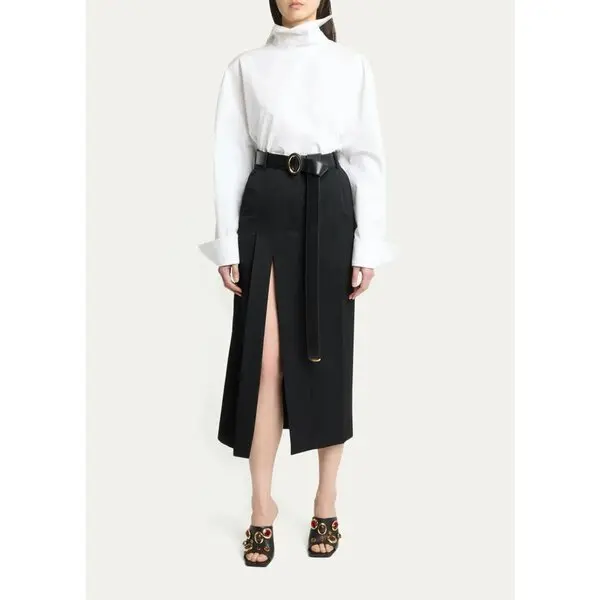 Givenchy Pleated Wool Midi Skirt