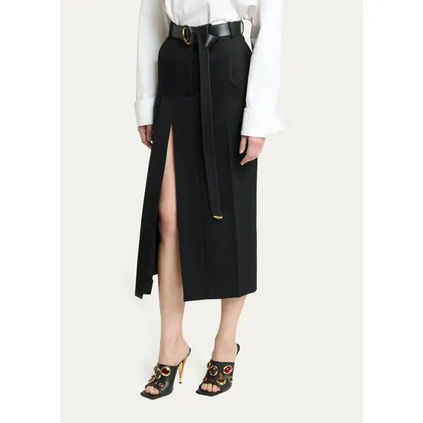 Givenchy Pleated Wool Midi Skirt