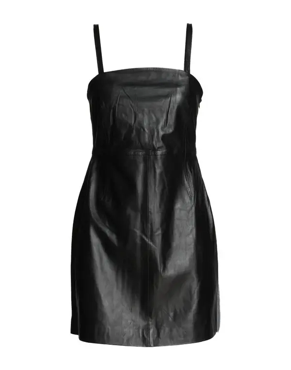 faux leather dress uk Chi Chi Sleeveless Faux Leather Pinafore Mini Dress in Black, Size 8 main image 1