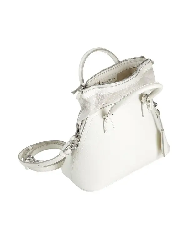 MAISON MARGIELA Pebbled Leather And Canvas Tote Bag - White