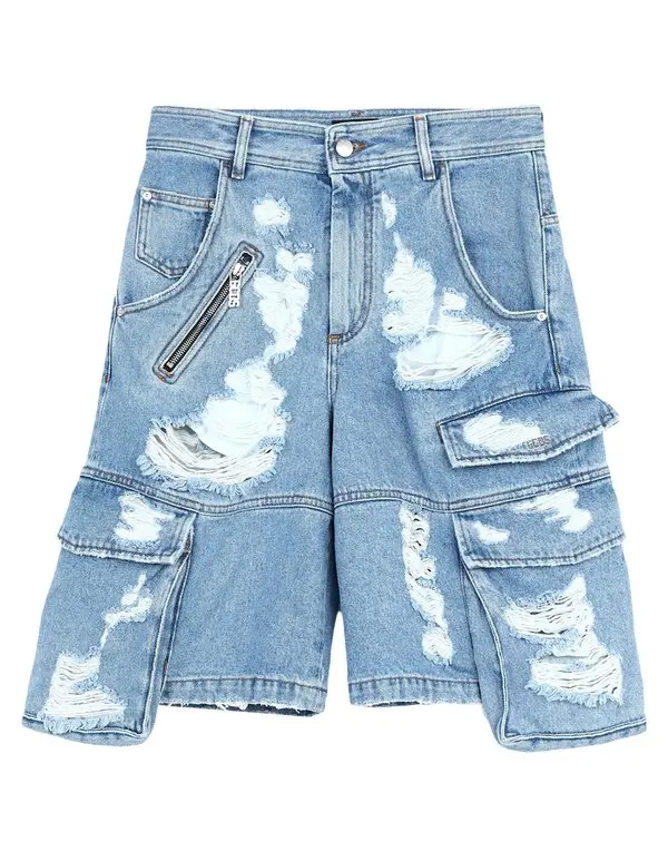 Gcds Denim Cargo Shorts - Blue