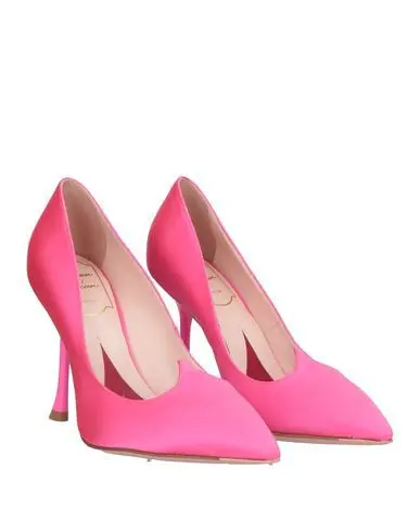 ROGER VIVIER Satin Pointed Toe Spool Heel Pumps - Fuchsia