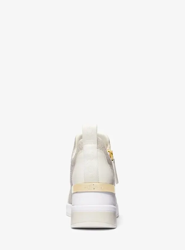 Michael Kors Willis Metallic Stretch Knit Wedge Trainers - Gold