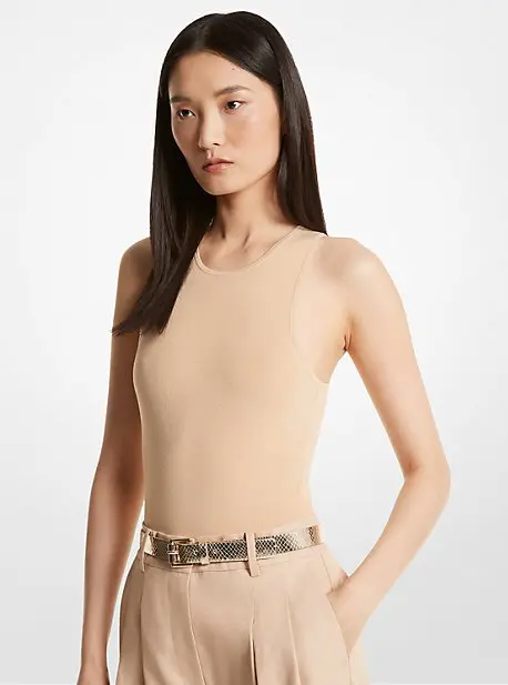 Michael Kors Ribbed Stretch Knit Racerback Bodysuit