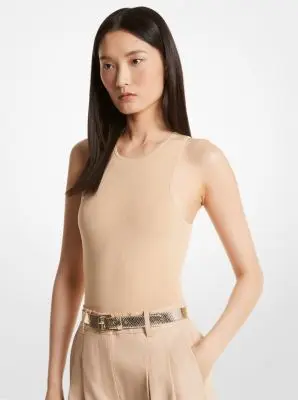 Michael Kors Ribbed Stretch Knit Racerback Bodysuit