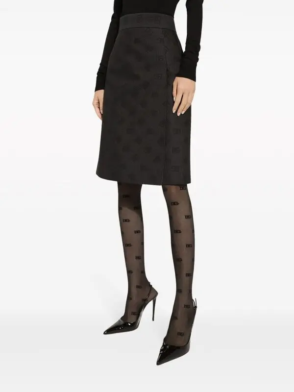 Dolce & Gabbana Monogram Jacquard Midi Skirt