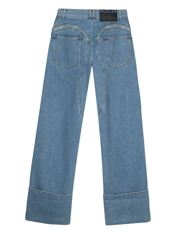 MUGLER Zipped Wide-leg Jeans