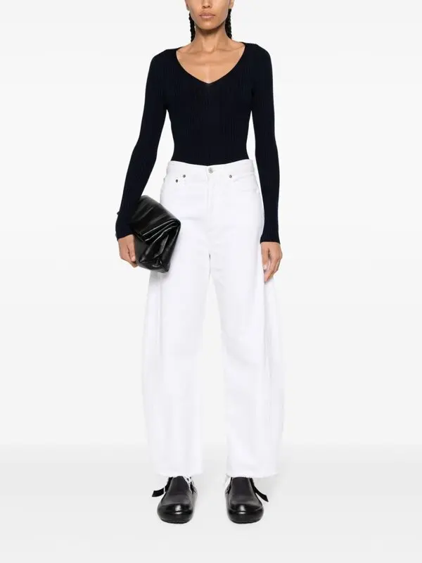 Theory V-neck Rib Knit Top - Blue