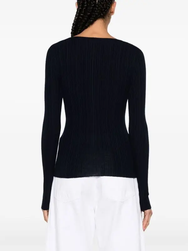 Theory V-neck Rib Knit Top - Blue