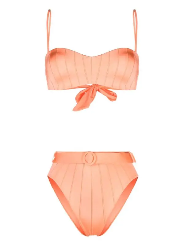 NOIRE SWIMWEAR High-waist Belted Bikini Set - Orange