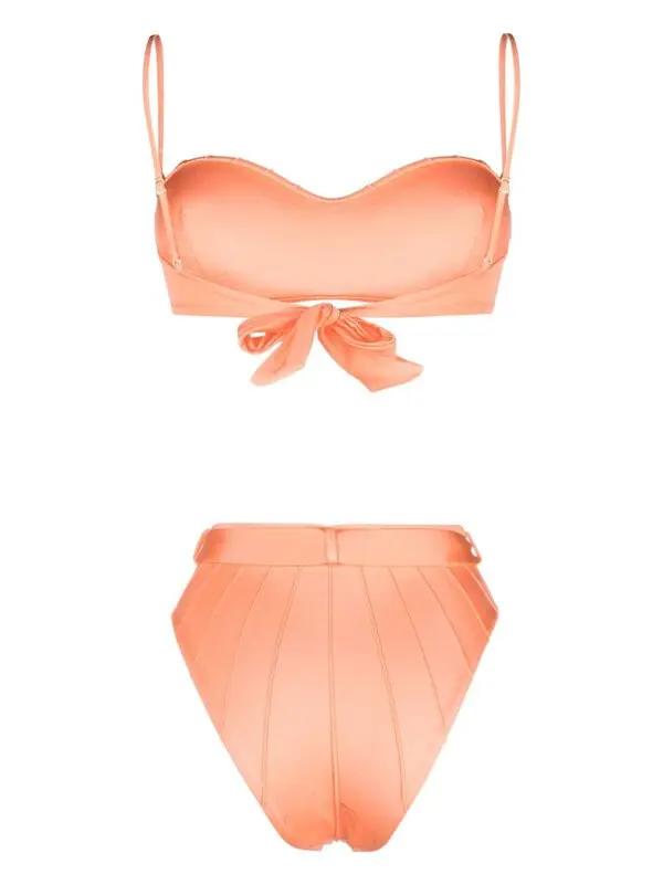 NOIRE SWIMWEAR High-waist Belted Bikini Set - Orange