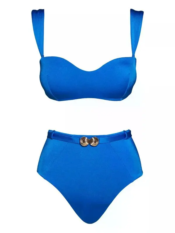 NOIRE SWIMWEAR Seashell Bandeau Bikini Set - Blue