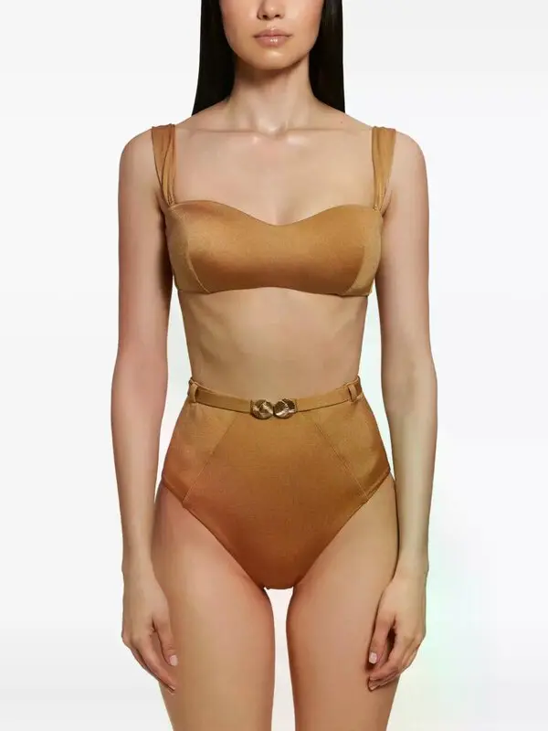 NOIRE SWIMWEAR Seashell Bandeau Bikini - Brown
