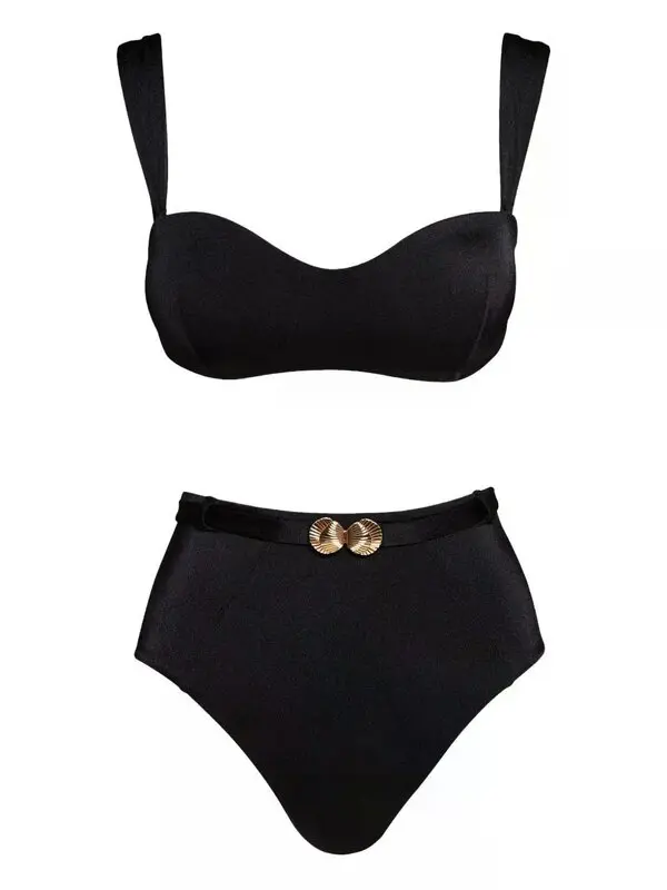NOIRE SWIMWEAR Seashell Bandeau Bikini Set - Black