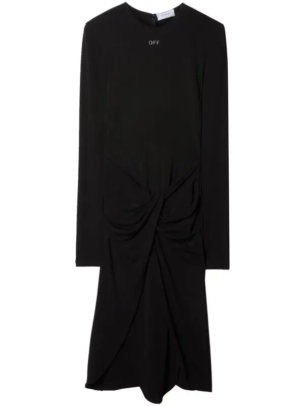 Off-White Twist-detail Midi Dress - Black