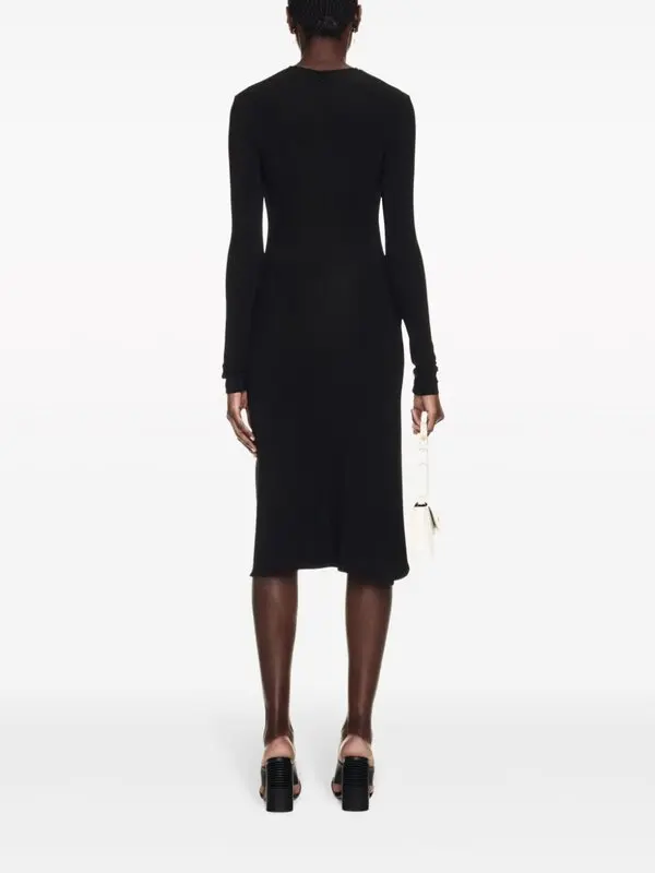 Off-White Twist-detail Midi Dress - Black