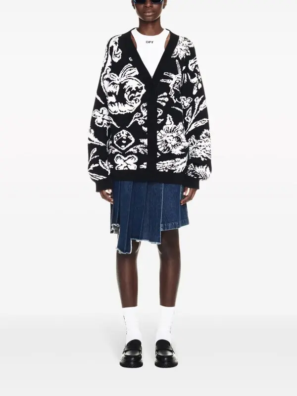 Off-White Tattoo-intarsia Cotton-blend Cardigan