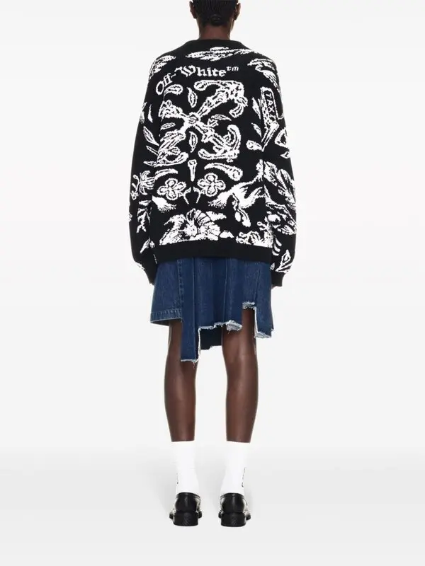 Off-White Tattoo-intarsia Cotton-blend Cardigan