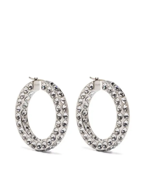 Amina Muaddi Jahleel Crystal-embellished Hoop Earrings - Silver