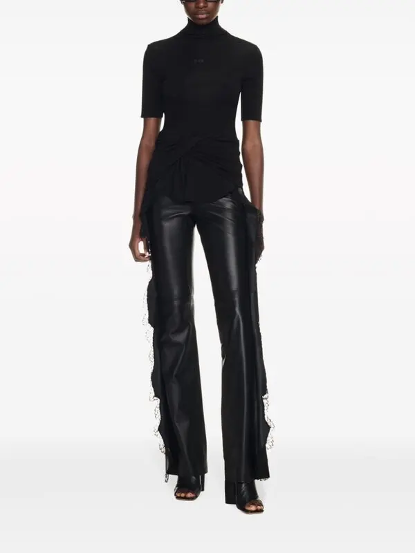 Off-White Lace-trim Leather Trousers
