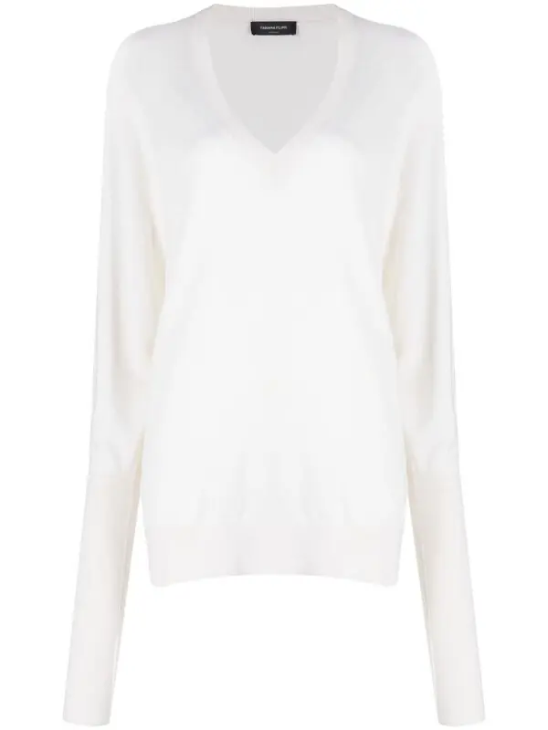 Fabiana Filippi V-neck Fine-knit Jumper - White