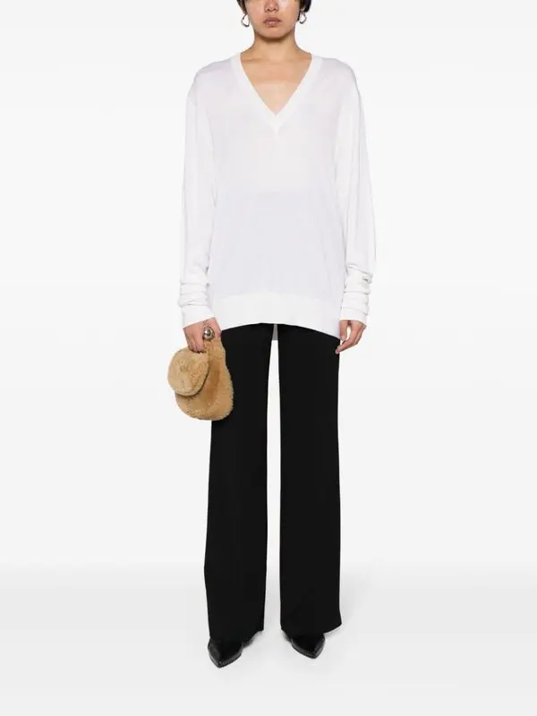 Fabiana Filippi V-neck Fine-knit Jumper - White