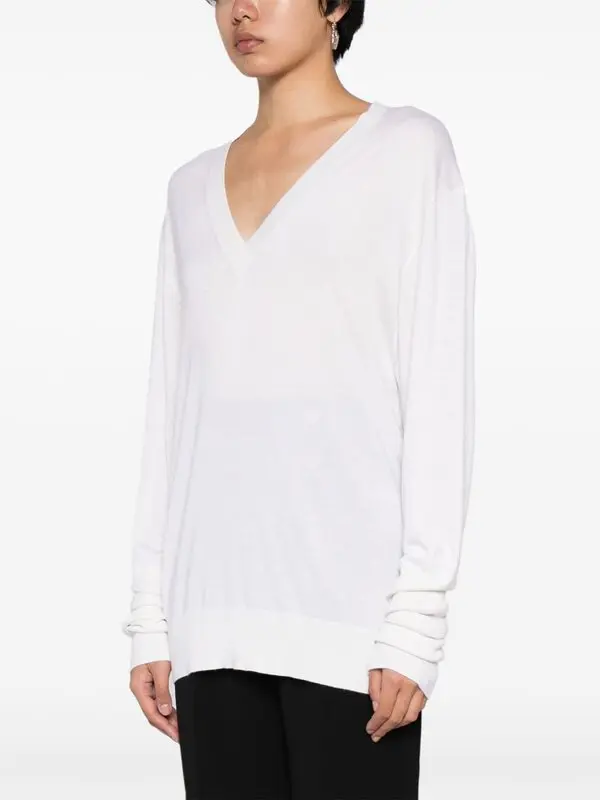 Fabiana Filippi V-neck Fine-knit Jumper - White