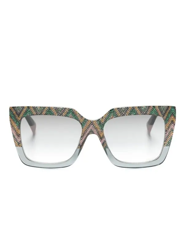 Missoni Zigzag-pattern Rectangle-frame Sunglasses