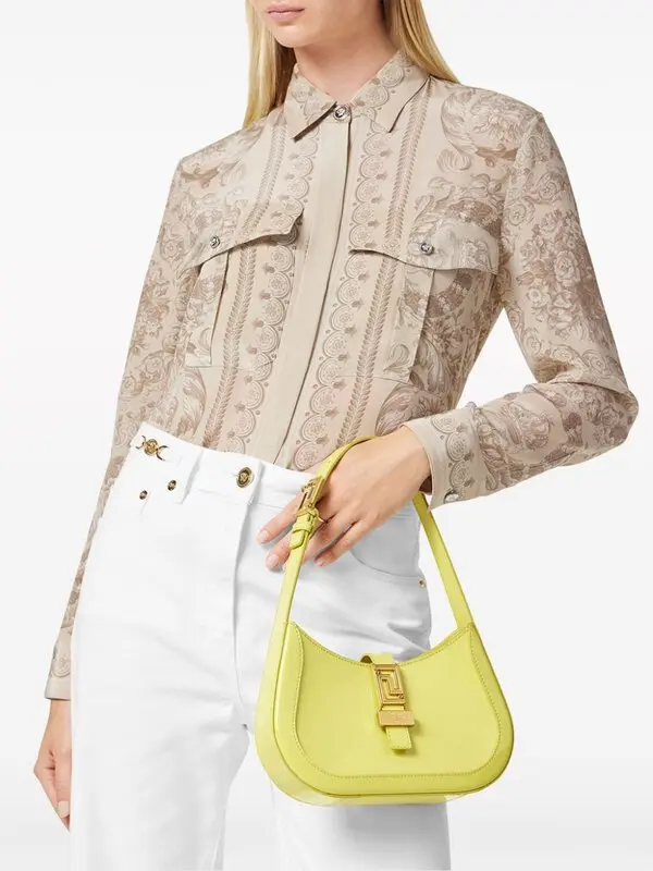 Versace Greca-detail Leather Shoulder Bag - Yellow
