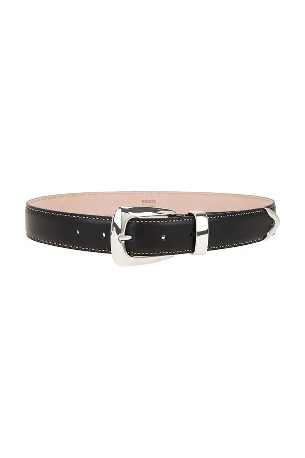 Khaite Benny 30mm Belt - Dark Brown & Off White