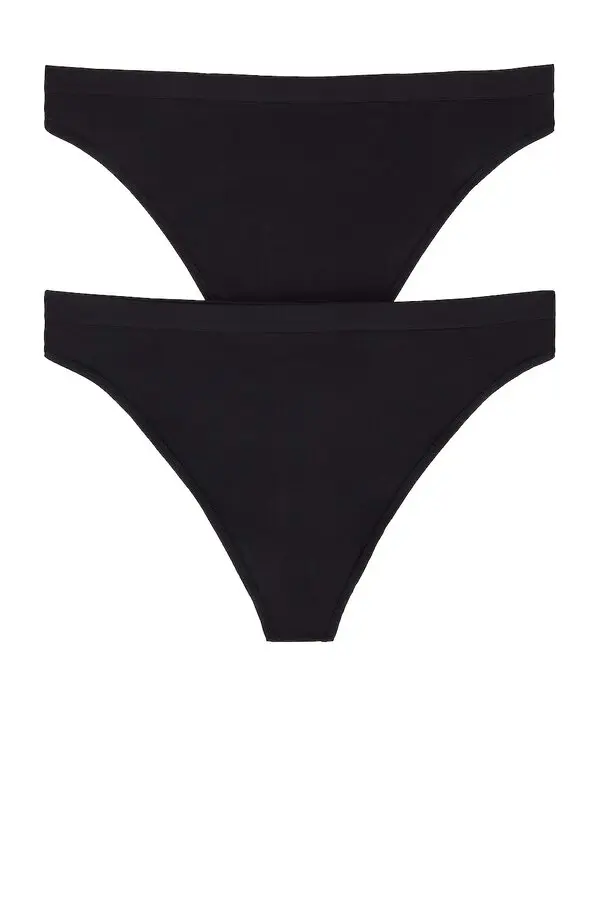 Wolford Individual Thong 2 Pack - Jet Black