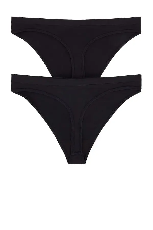 Wolford Individual Thong 2 Pack - Jet Black