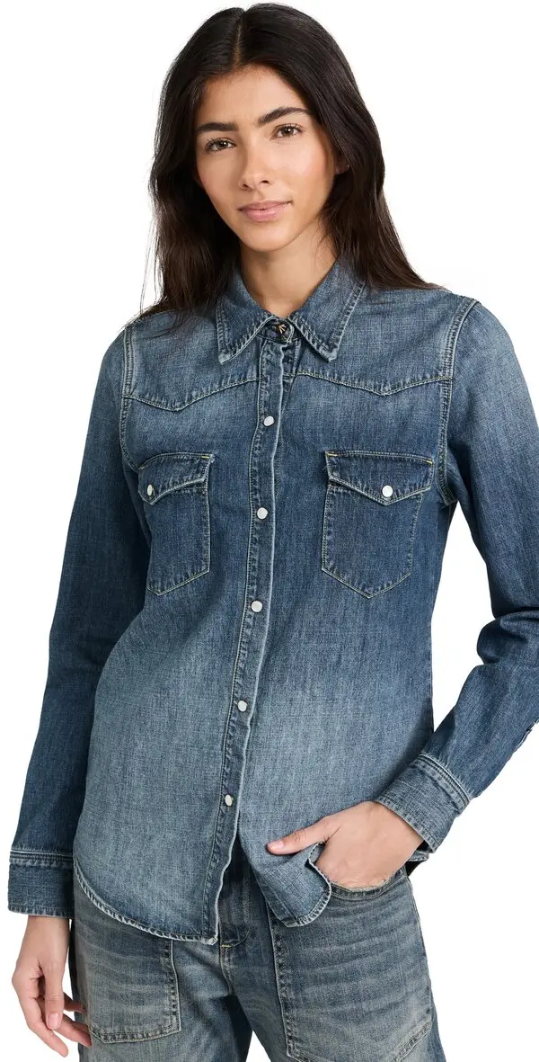 NILI LOTAN Travis Denim Shirt - Classic Wash