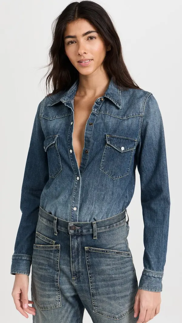 NILI LOTAN Travis Denim Shirt - Classic Wash