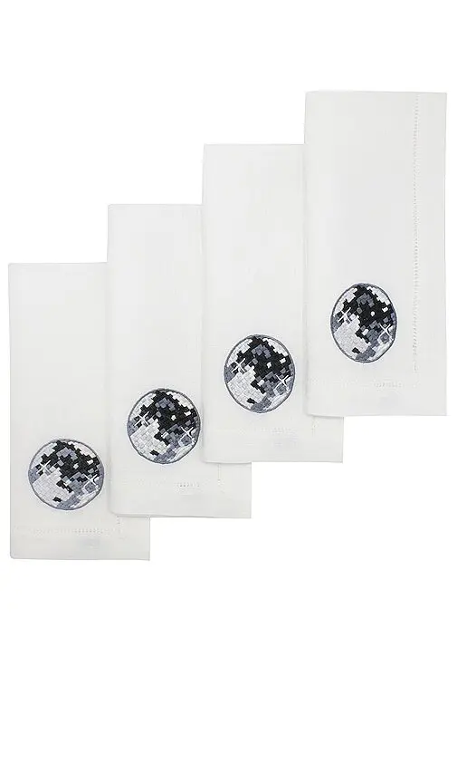 CHEFANIE Disco Ball Dinner Napkins Set Of 4 In White - N,a