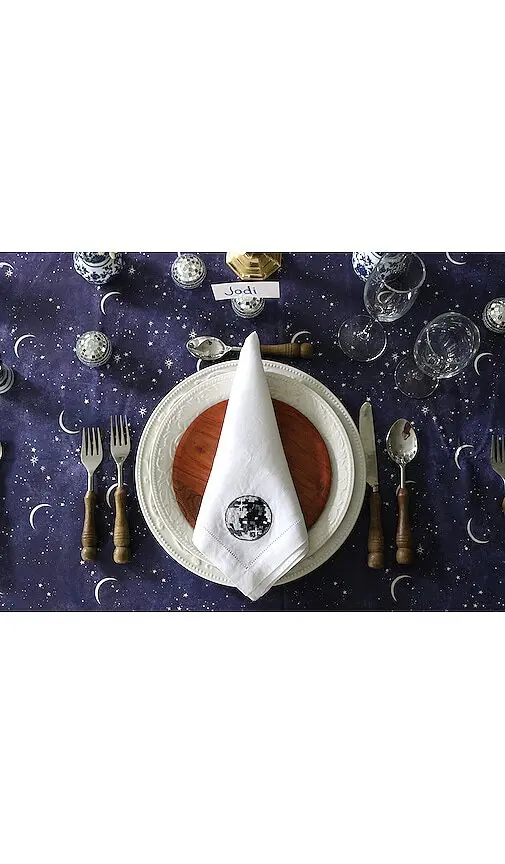 CHEFANIE Disco Ball Dinner Napkins Set Of 4 In White