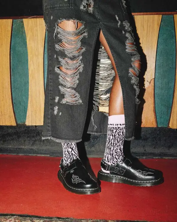 Dr. Martens Jorge Ii Gothic Americana Leather Slingback Mules