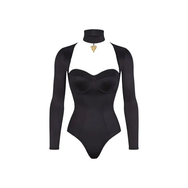 SKIMS Stretch Satin Pendant Long Sleeve Bodysuit