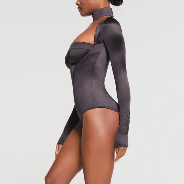 SKIMS Stretch Satin Pendant Long Sleeve Bodysuit