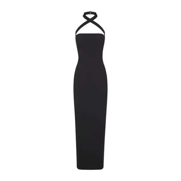 Skims Fits Everybody Wrap Long Slip Dress - Onyx | Editorialist