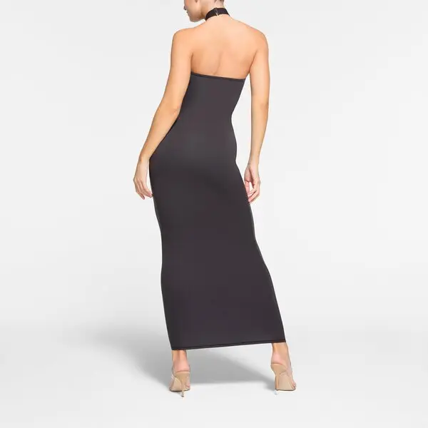 Skims Fits Everybody Wrap Long Slip Dress - Onyx | Editorialist