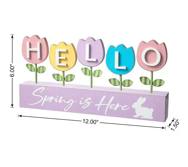 GLITZHOME Hello Spring & Easter Blooming Tulips Table Decor