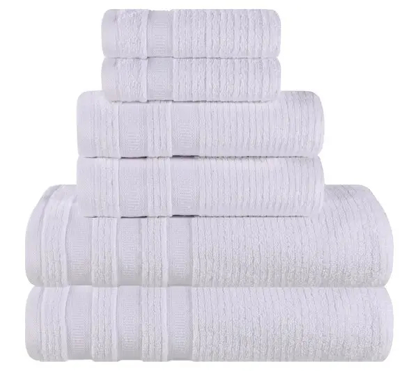 SUPERIOR 6pc Soft Zero Twist Cotton Ribbed Plus Towel Set