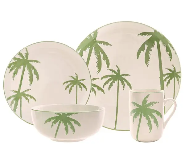 BAUM BROTHERS Baum Palm Tree Breeze 16pc Dinnerware Set