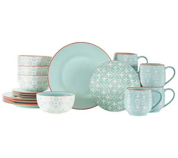 BAUM BROTHERS Baum Maggie Turquoise 16pc Dinnerware Set