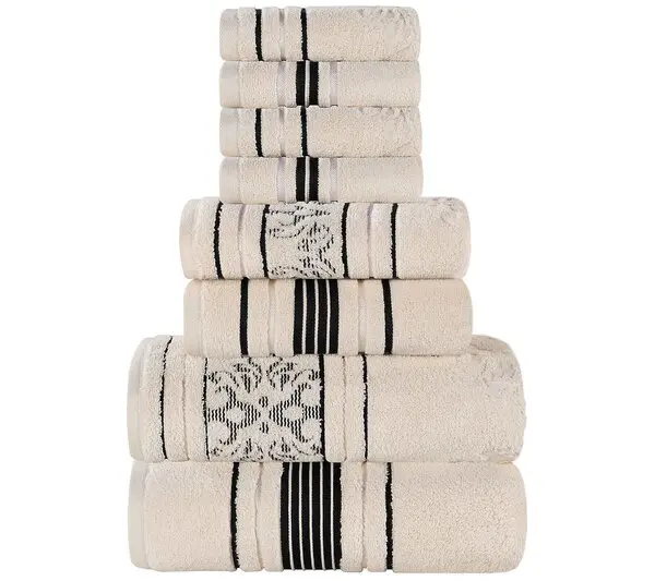 SUPERIOR 8pc Sadie Zero Twist Cotton Absorbent Wel Set