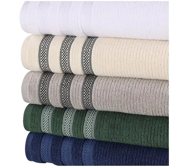 SUPERIOR 12pc Soft Zero Twist Cotton Ribbed Plu H Towel Set