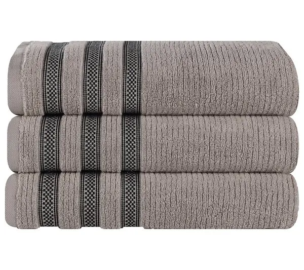 SUPERIOR 3pc Soft Zero Twist Cotton Ribbed Plus Bath Towels